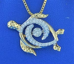 Dancing Diamond Sea Turtle Pendant, 14K | Island Sun Jewelry Beach Haven NJ