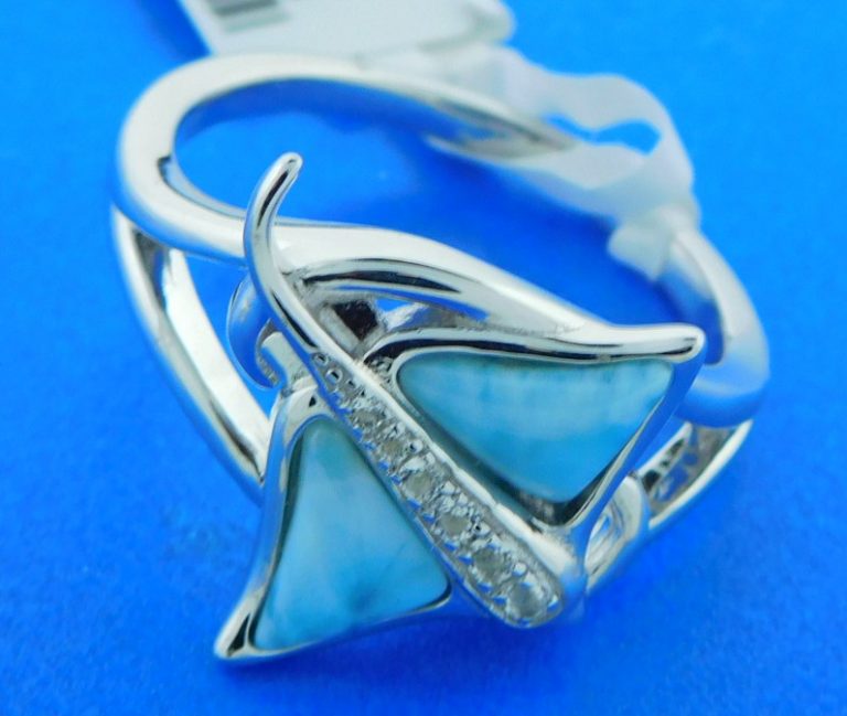 Alamea Stingray Ring, Sterling Silver & Larimar | Island Sun Jewelry ...