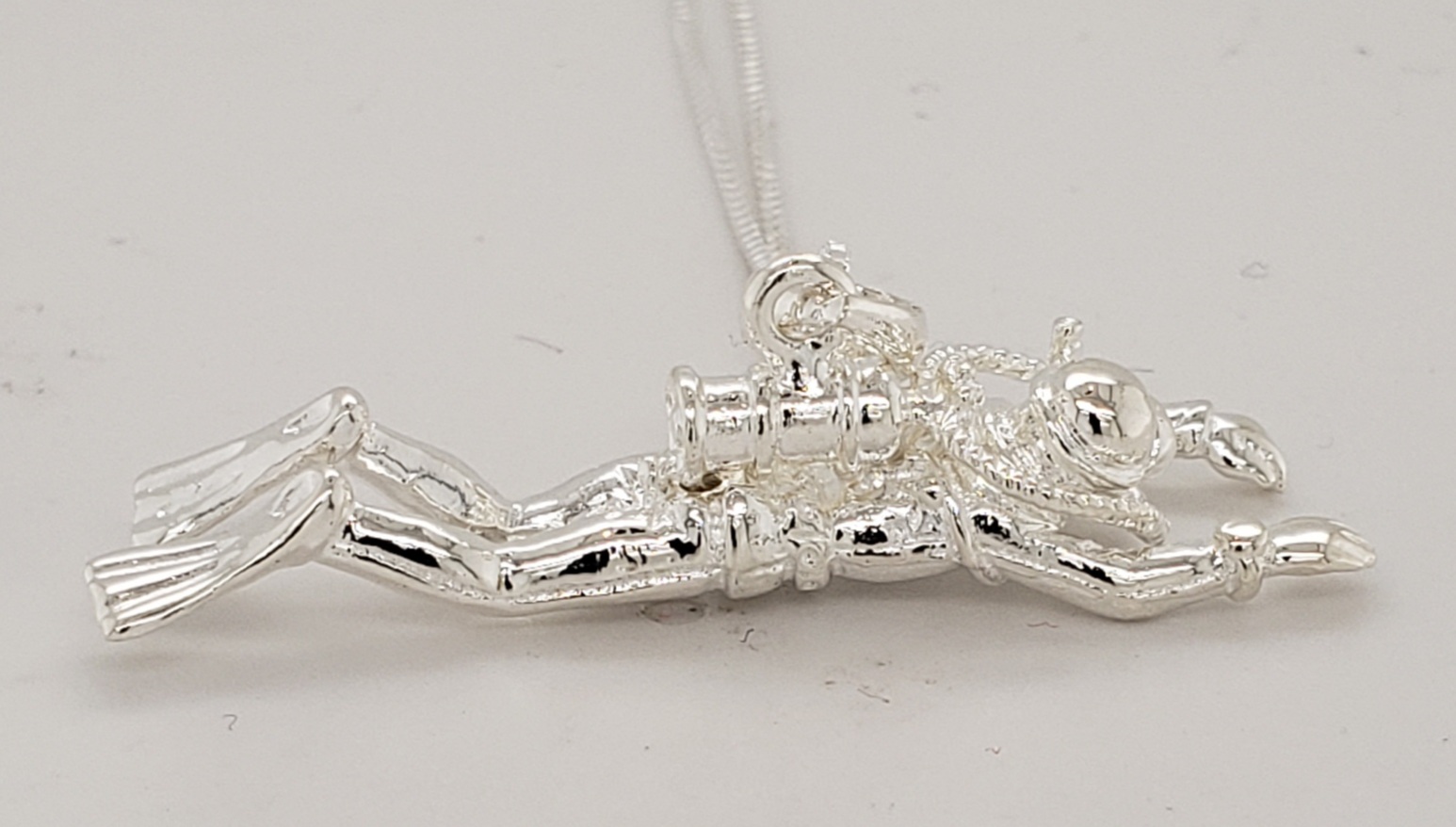 Scuba Diver Male Pendant, Sterling Silver | Island Sun Jewelry Beach ...